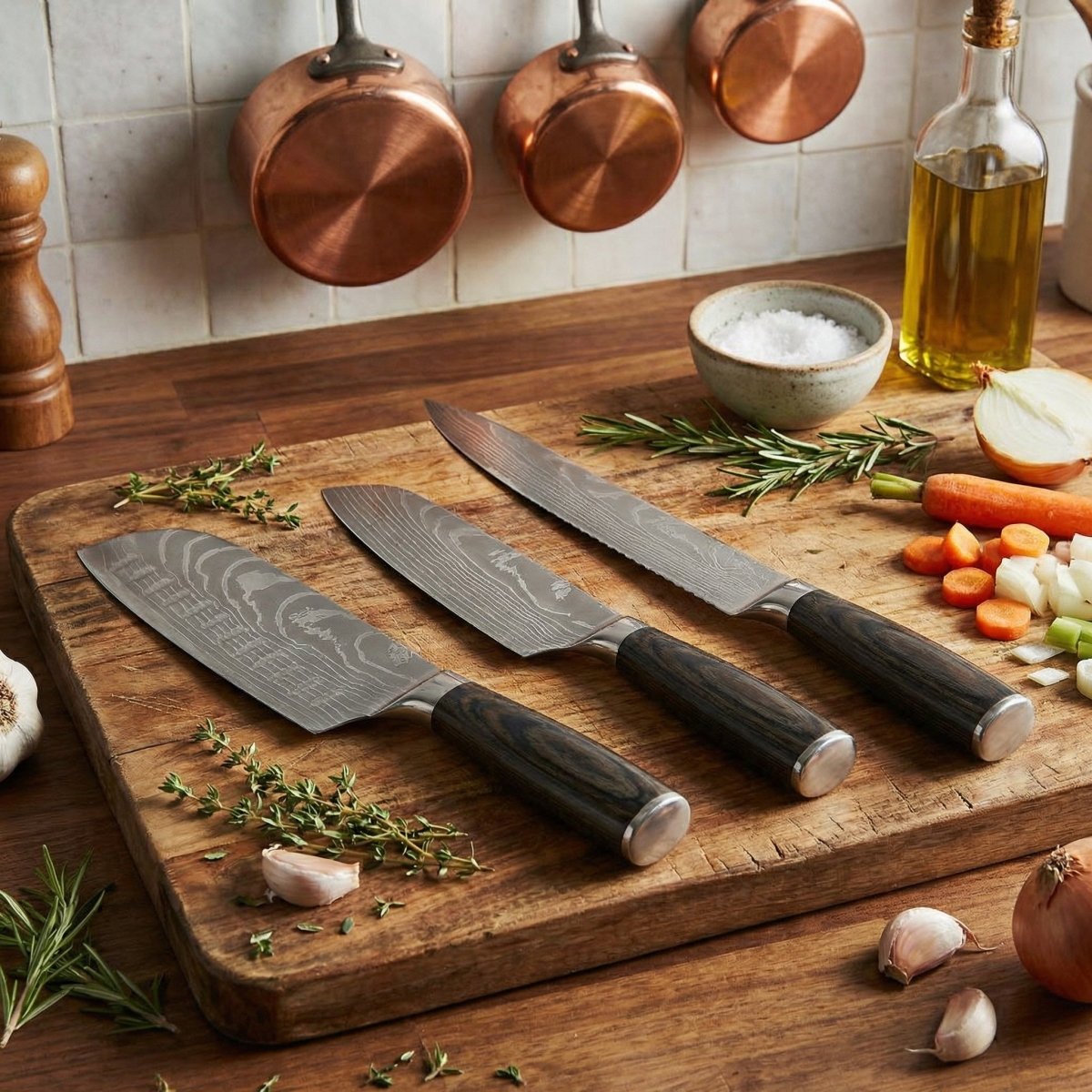Japanese Knife Set — 7-Piece Damascus | Okura Cookware